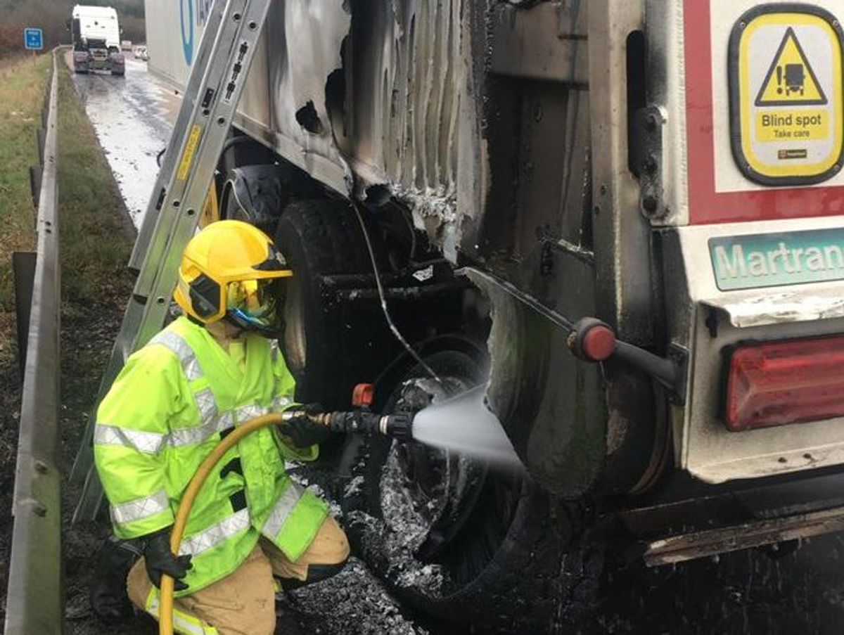 Drivers delayed as lorry carrying wood chippings catches fire on M54 ...