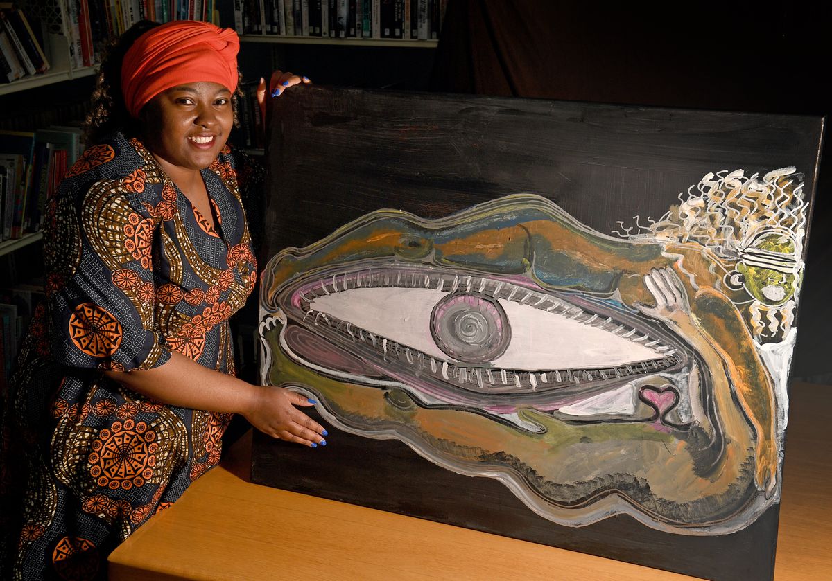 Visually impaired artist launches moving exhibition at Cannock Library ...