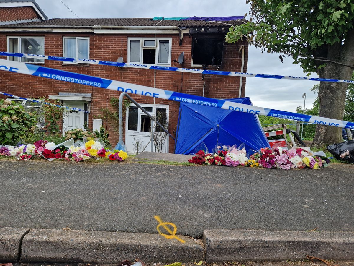 Sea of tributes left at Wolverhampton house after deadly fire prompts ...