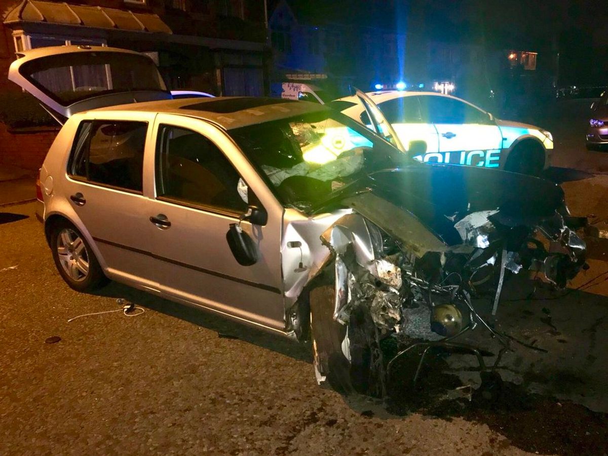 Engine lands 20 metres from car as driver flees Wolverhampton crash ...