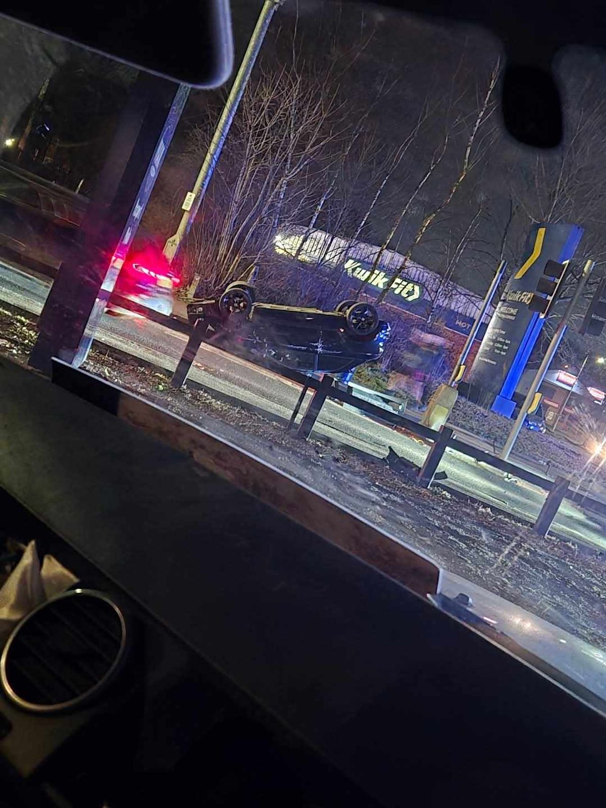 Shock photo emerges as car overturns in Stourbridge and damages lights ...