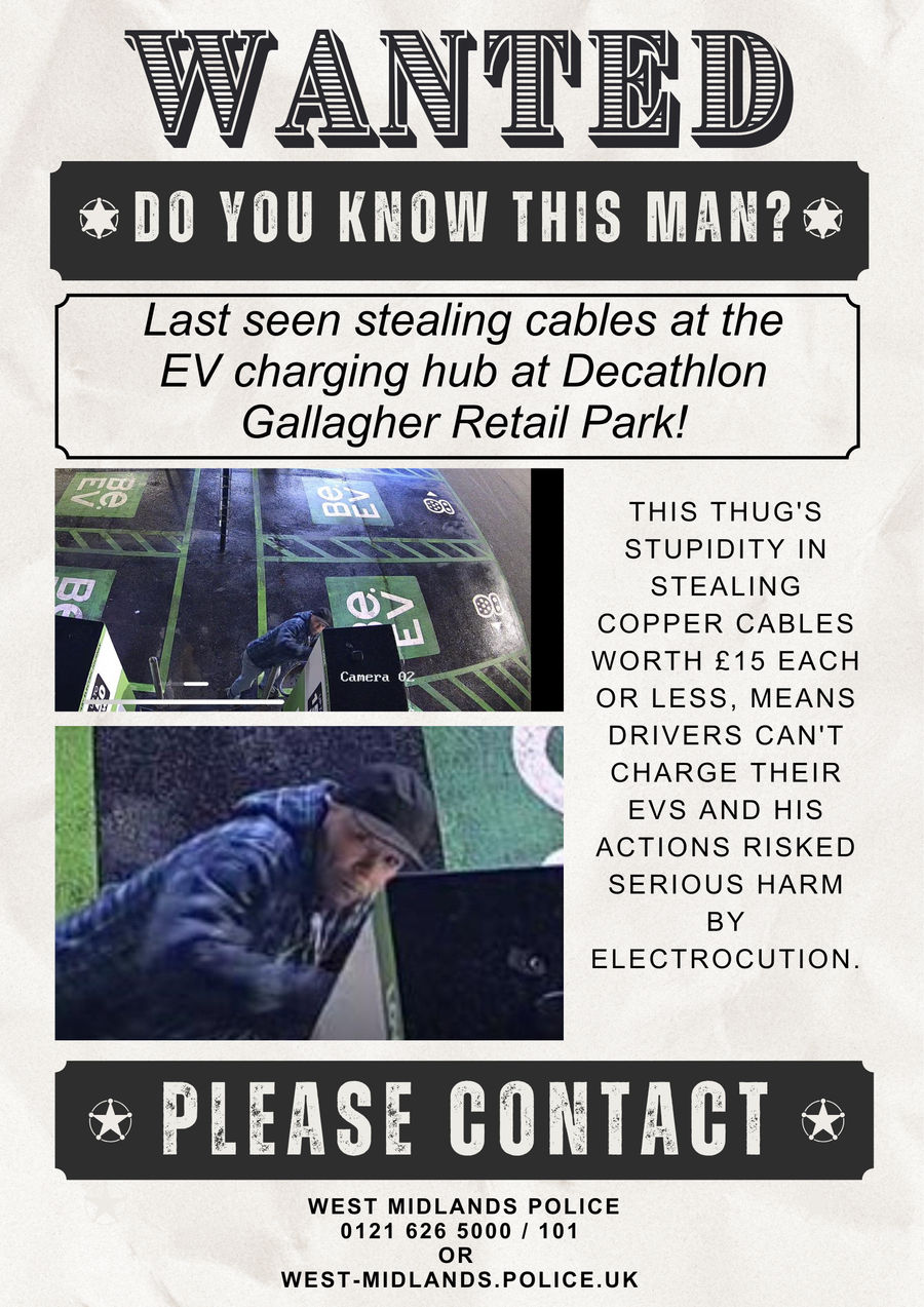 Brazen thief 'risks serious harm' sawing cables at electric vehicle ...