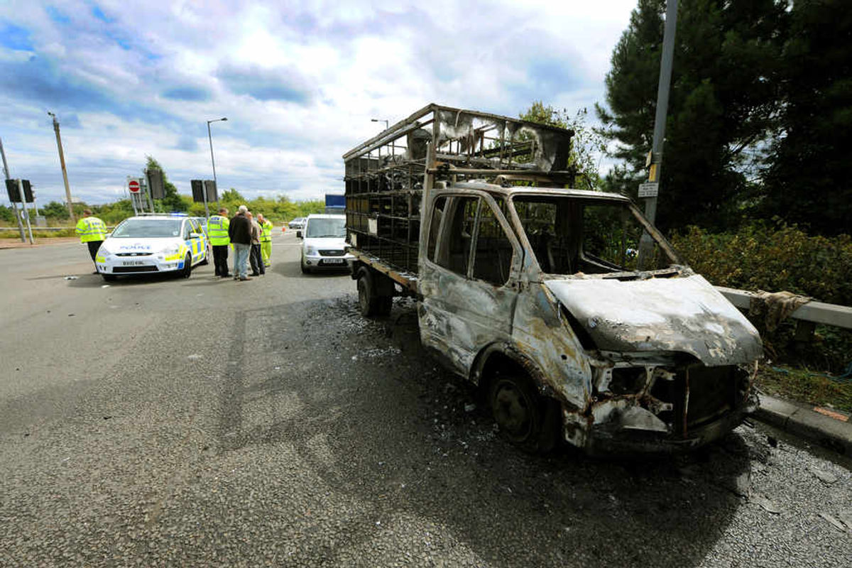 Racing pigeon van bursts into flames | Express & Star
