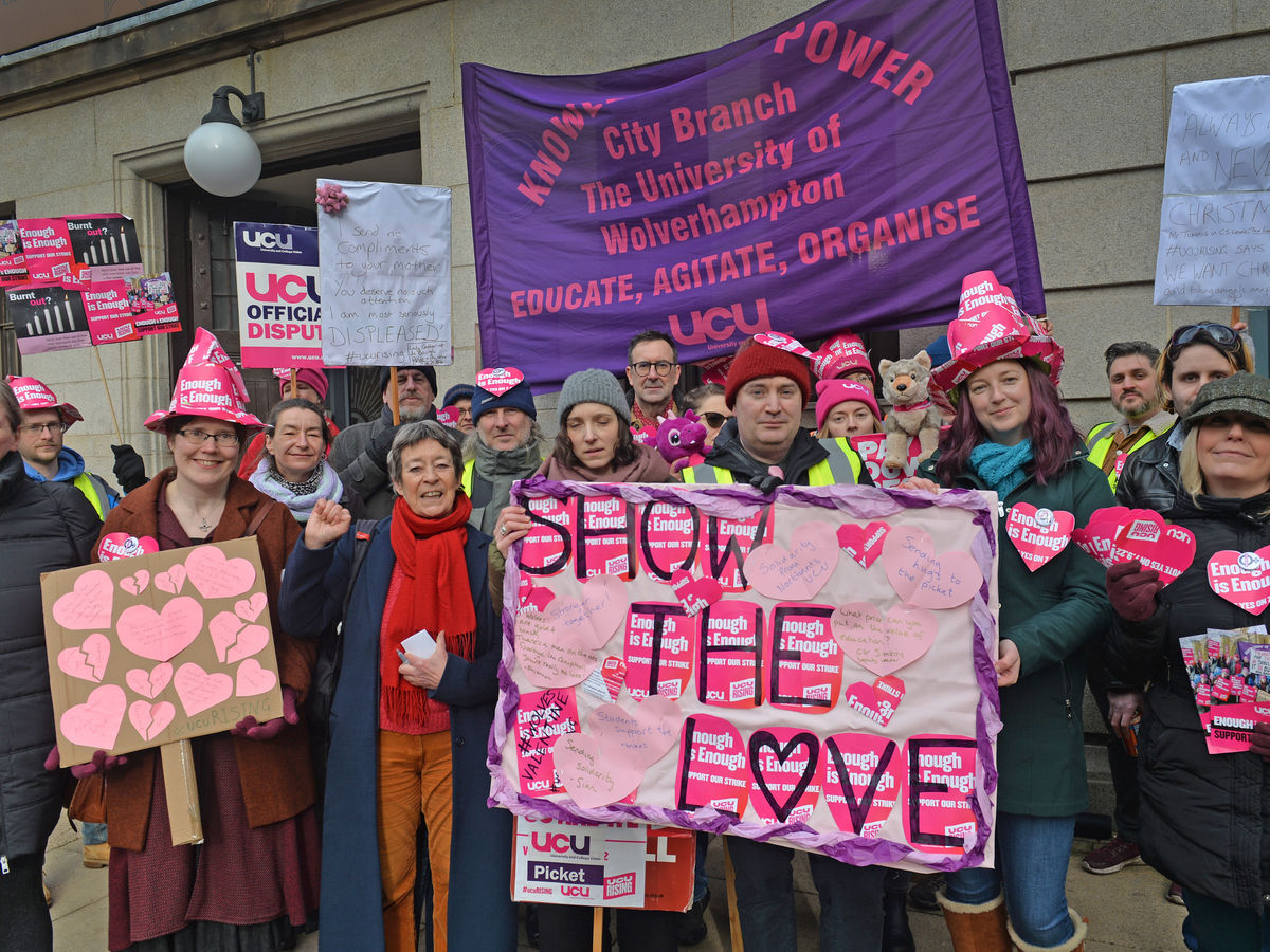 Picket lines form as university lecturers strike again in Wolverhampton ...