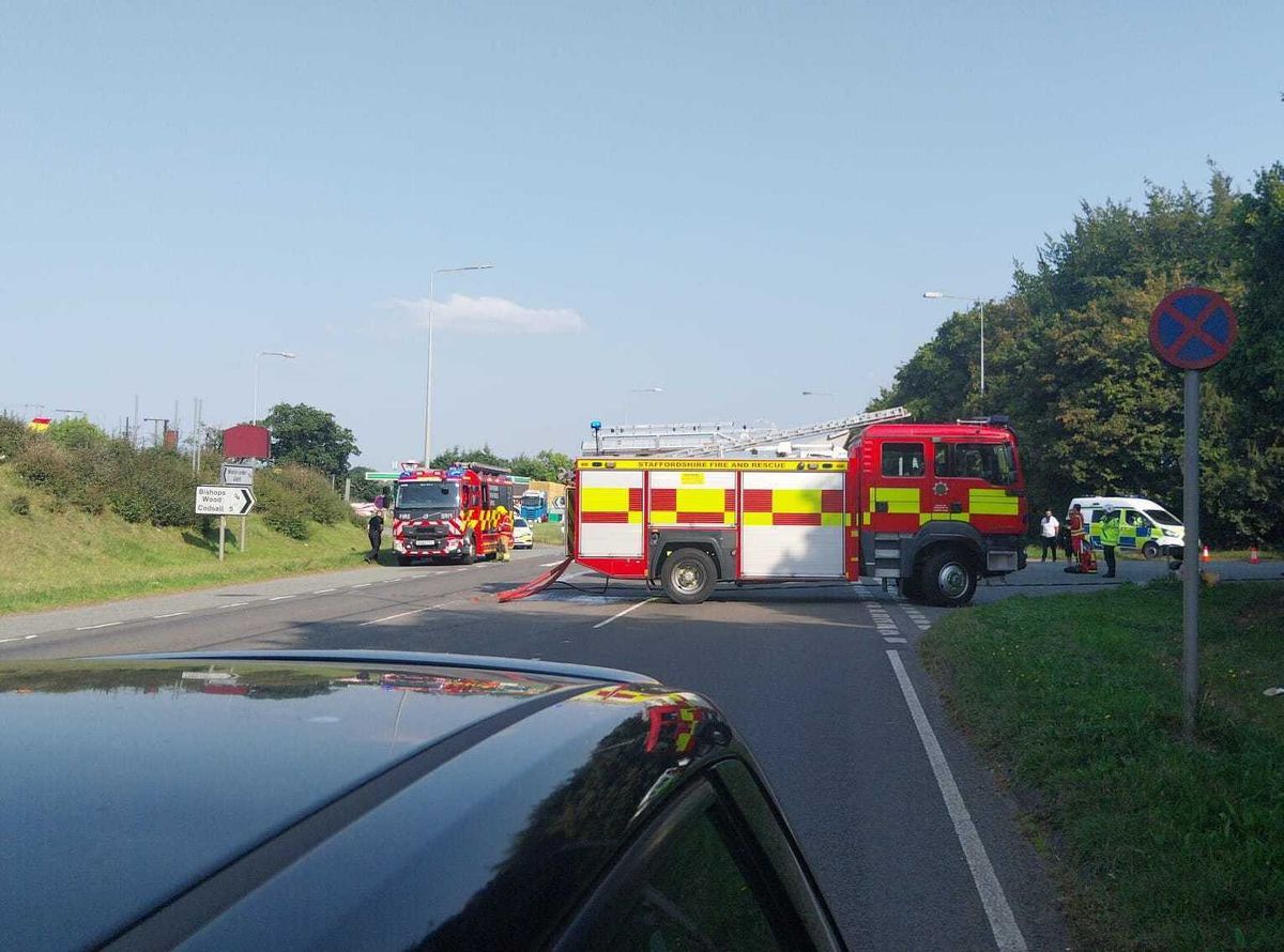 Woman taken to hospital and car on its side after crash on A5 near ...
