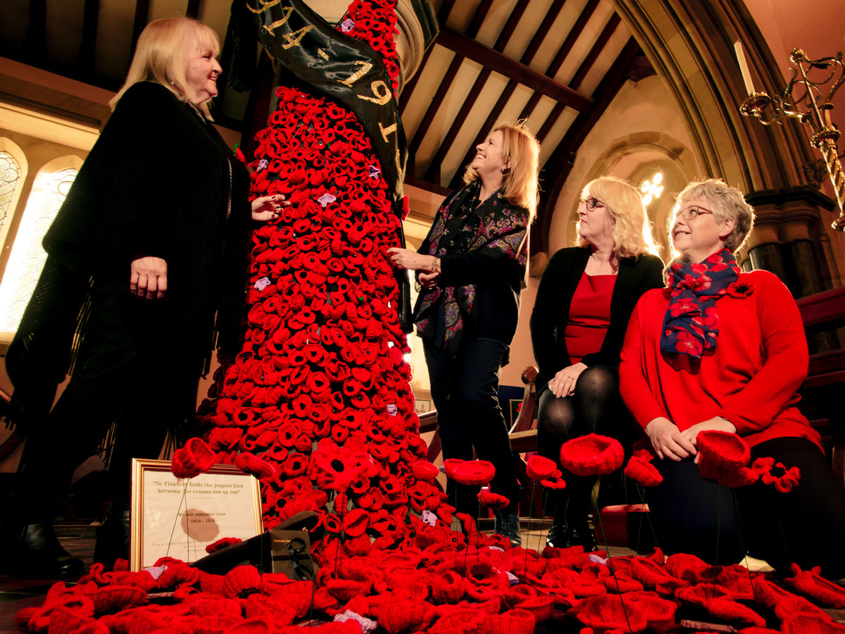 Village remembers the fallen with cascading poppy waterfall ...