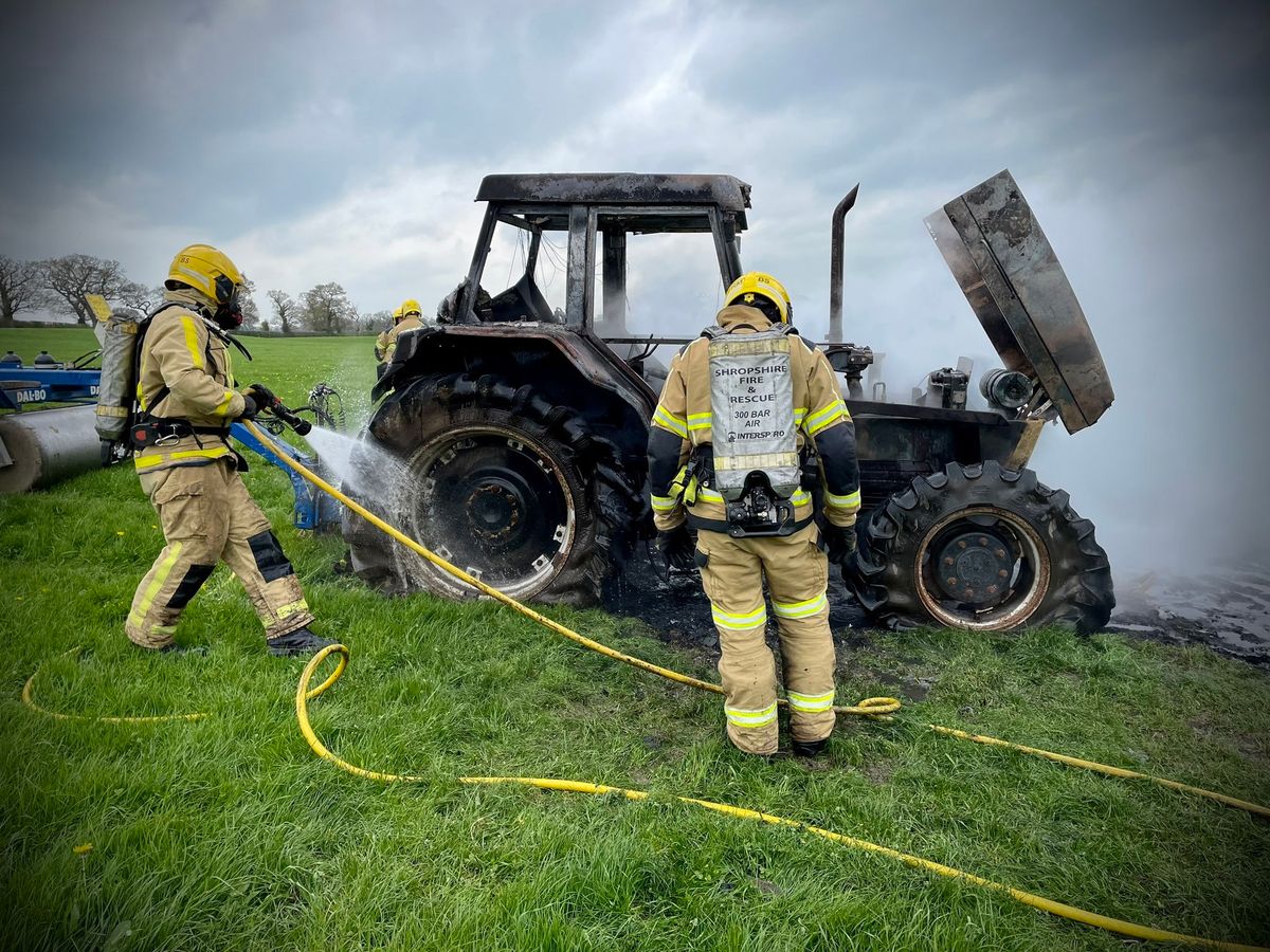 Fire crews tackle tractor blaze in Shropshire field | Shropshire Star