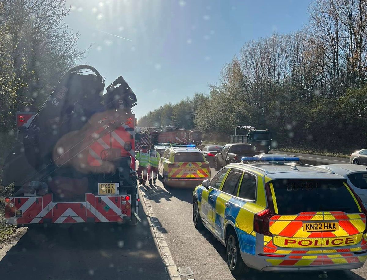 Multi-vehicle M54 crash causes long queues as those involved escape serious injury | Express & Star