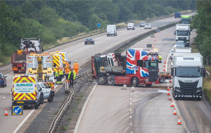 Major stretch of M54 reopens after lorry transporter hits central ...