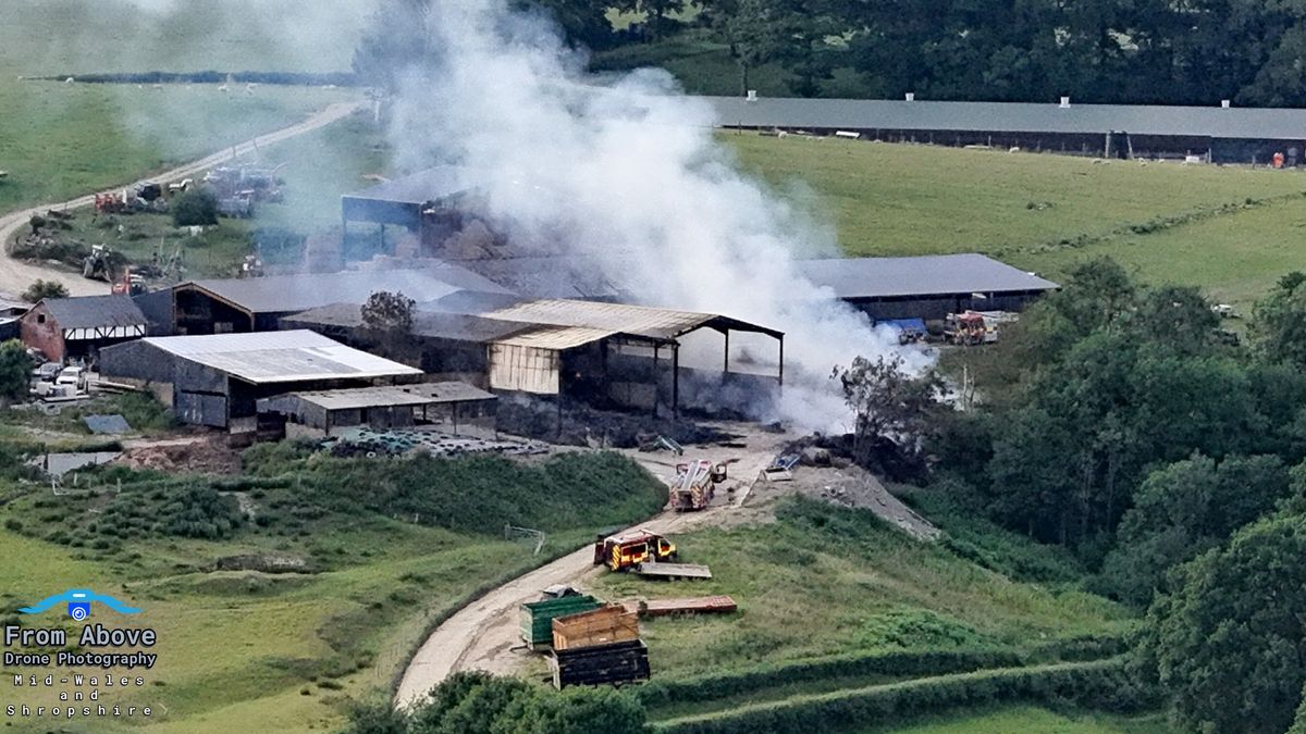 Watch: Firefighters tackle large blaze at Mid Wales farm | Shropshire Star