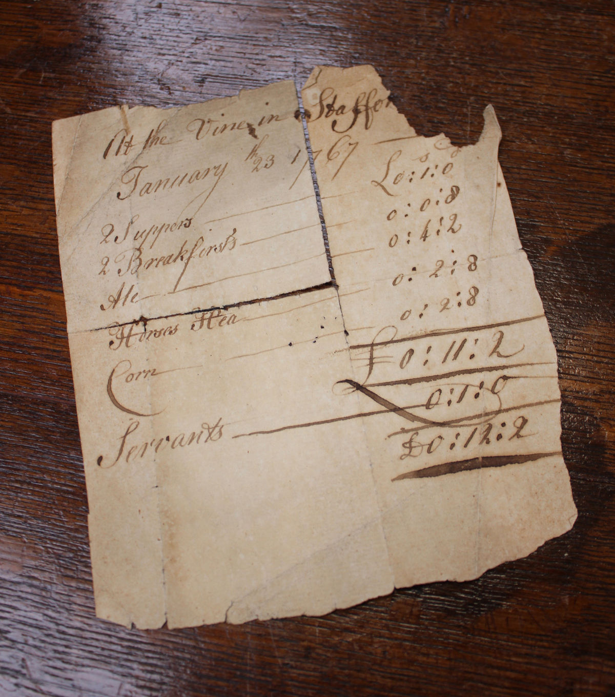 Stafford hotel buys back ancient receipt it first handed out 250 years ...