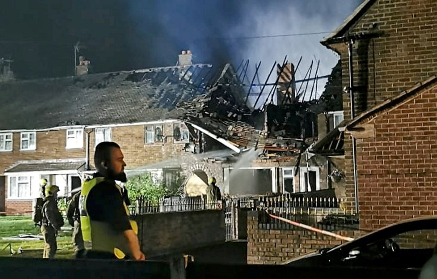 House explosion sounded like 'bomb blast'. Watch as blaze rips through ...