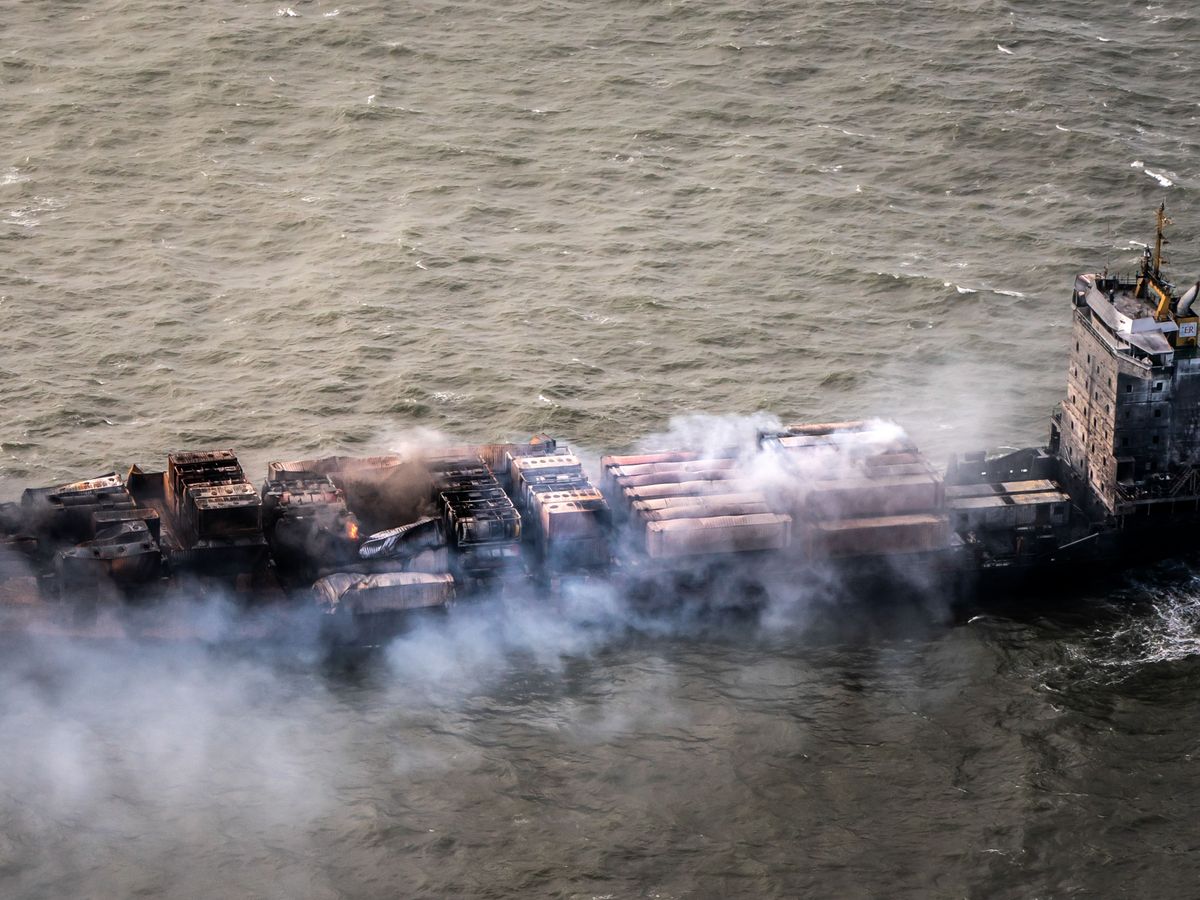 Fires out on container ship involved in North Sea collision amid beach ...