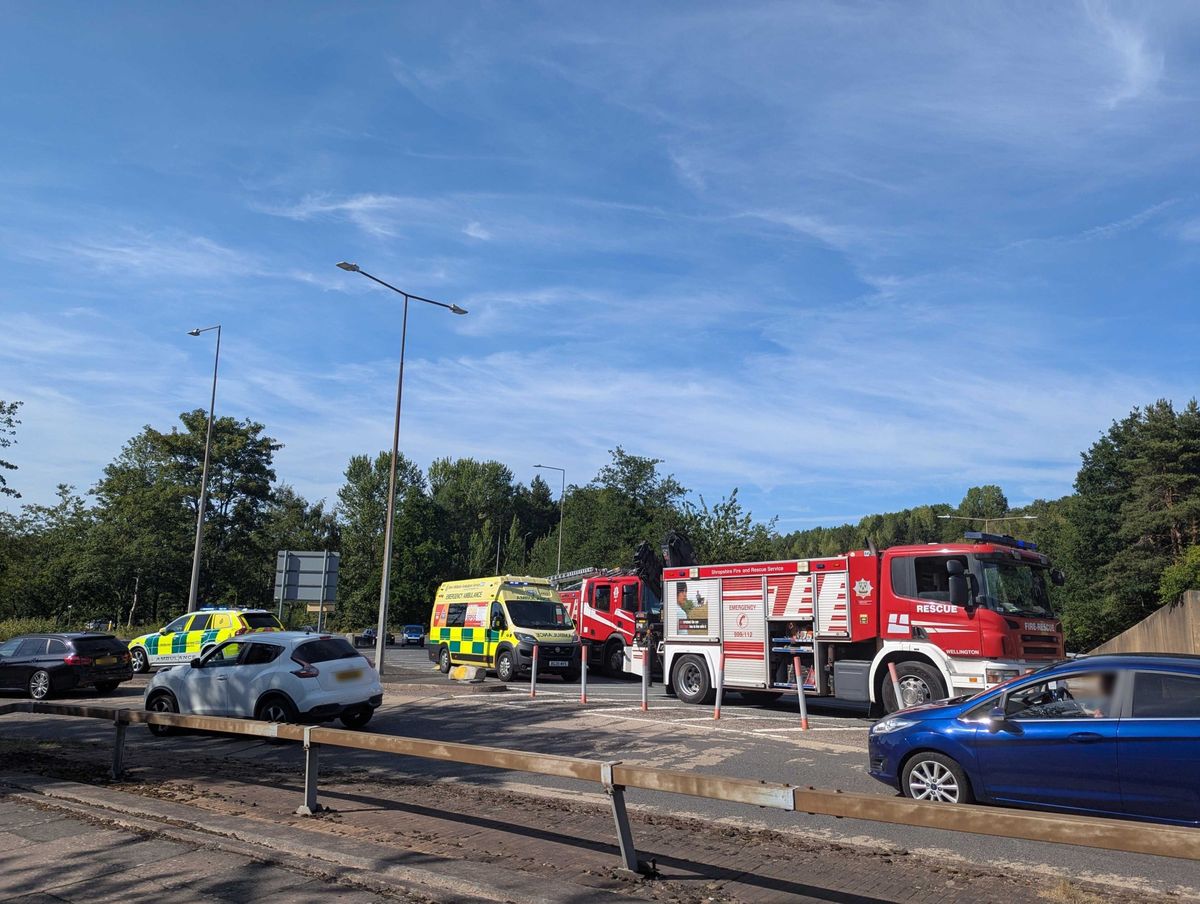 Driver cut free from car after crash with barrier over A442 in Telford ...