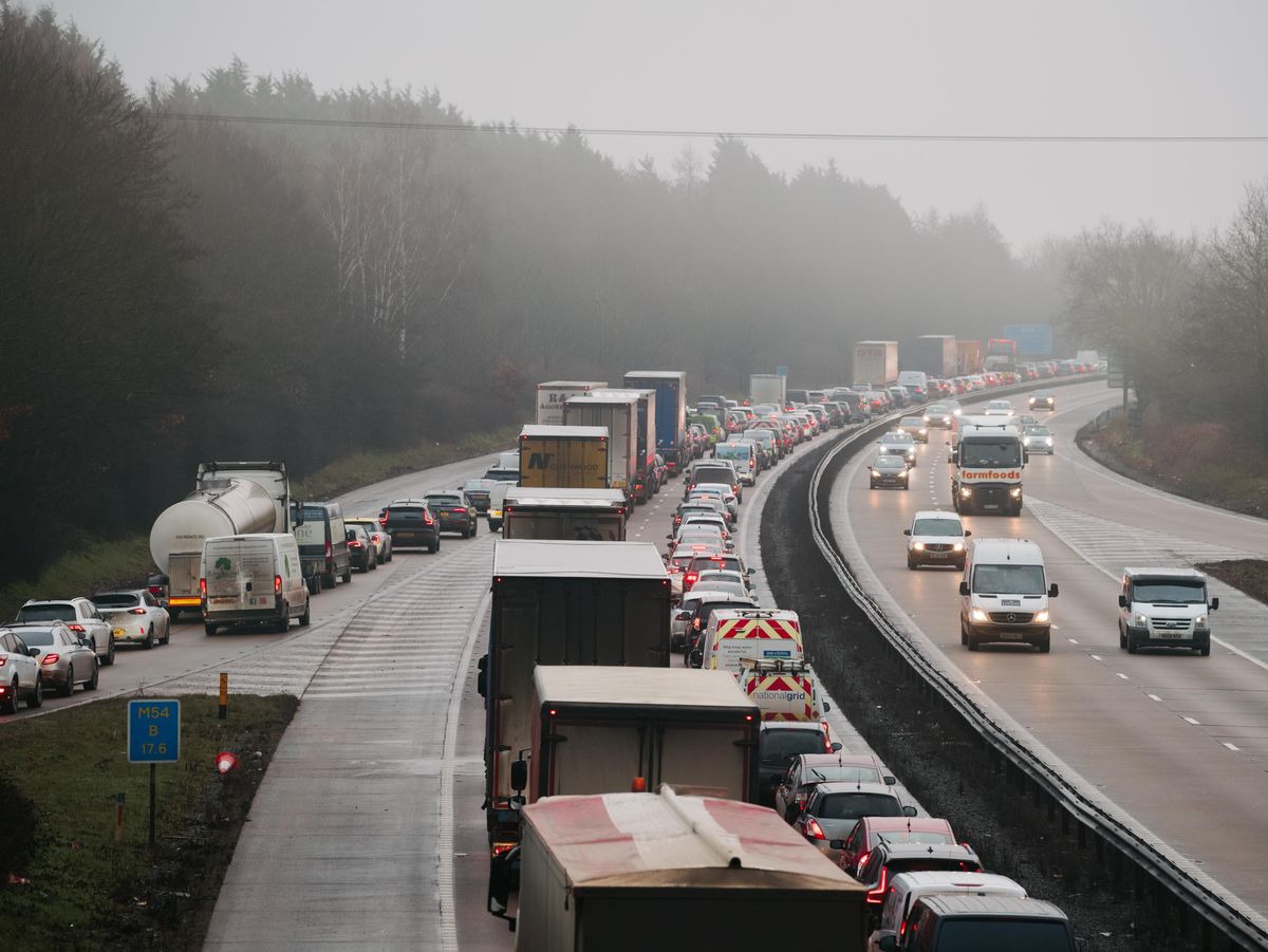 Rush hour traffic stopped due to multi-vehicle crash on M54 ...