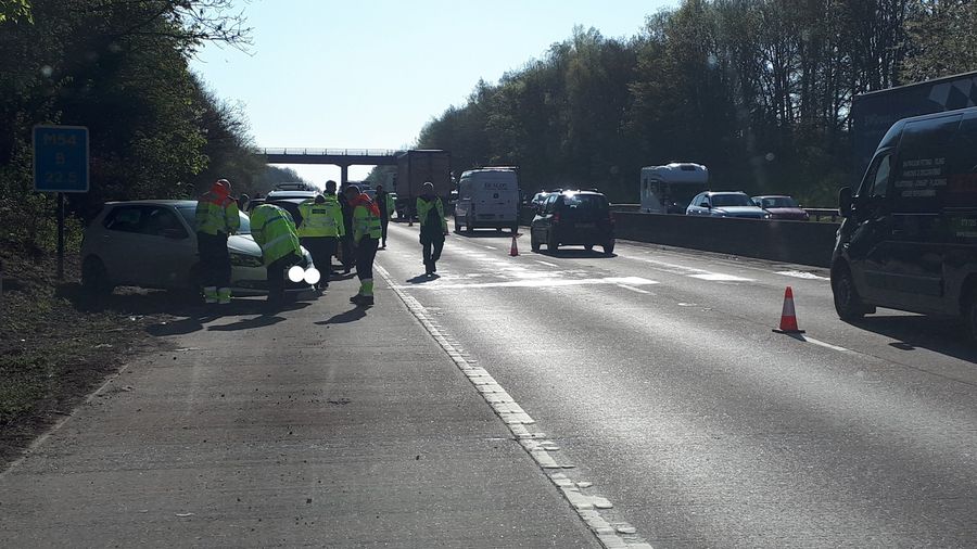 Multi-vehicle M54 crash causes long queues as those involved escape ...