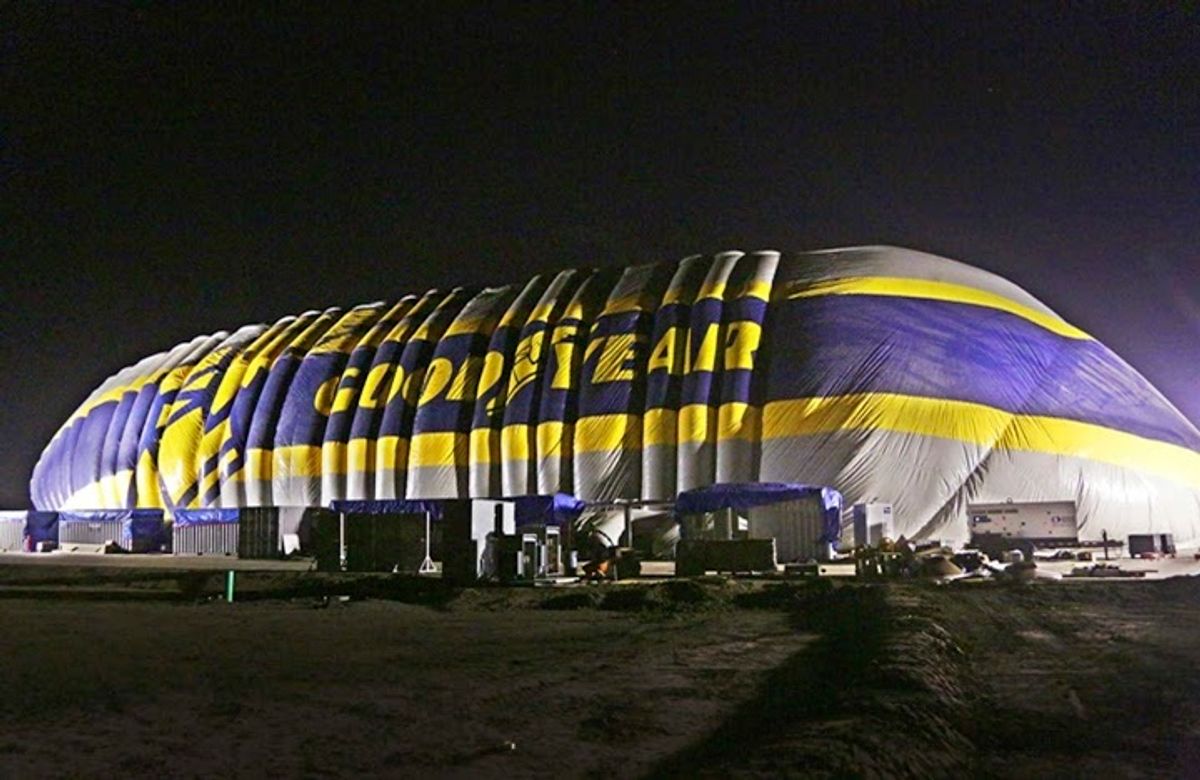 The world's largest inflatable building: Goodyear's hanger stands tall ...