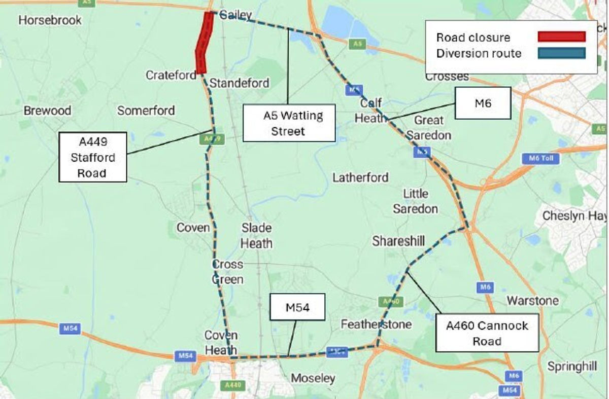 Closures set to hit A449 Stafford Road south of Penkridge in December ...