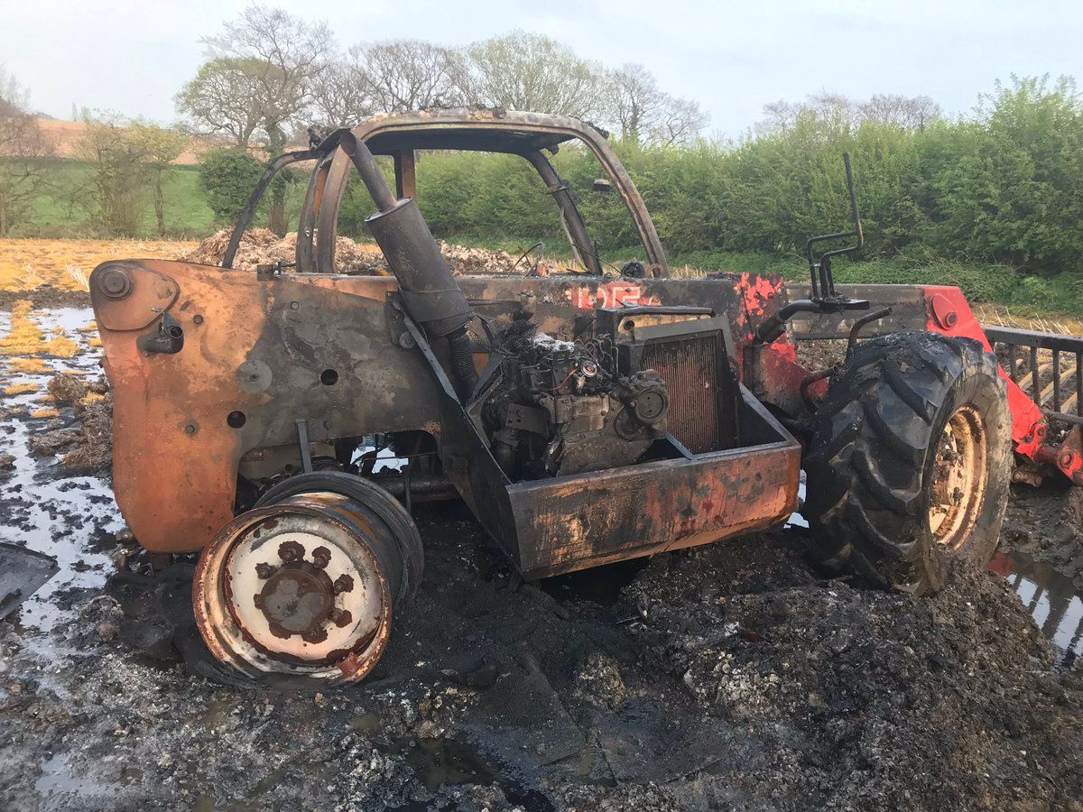 Tractor destroyed by fire near Market Drayton | Shropshire Star