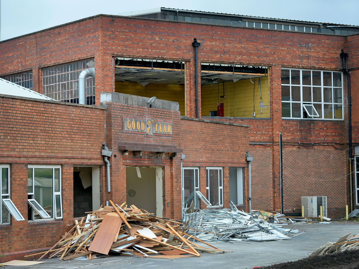 Pictured: Wolverhampton Goodyear factory torn down piece by piece ...