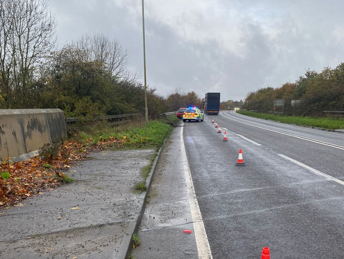 Lane closed as car crashes into central reservation on A41 | Shropshire ...