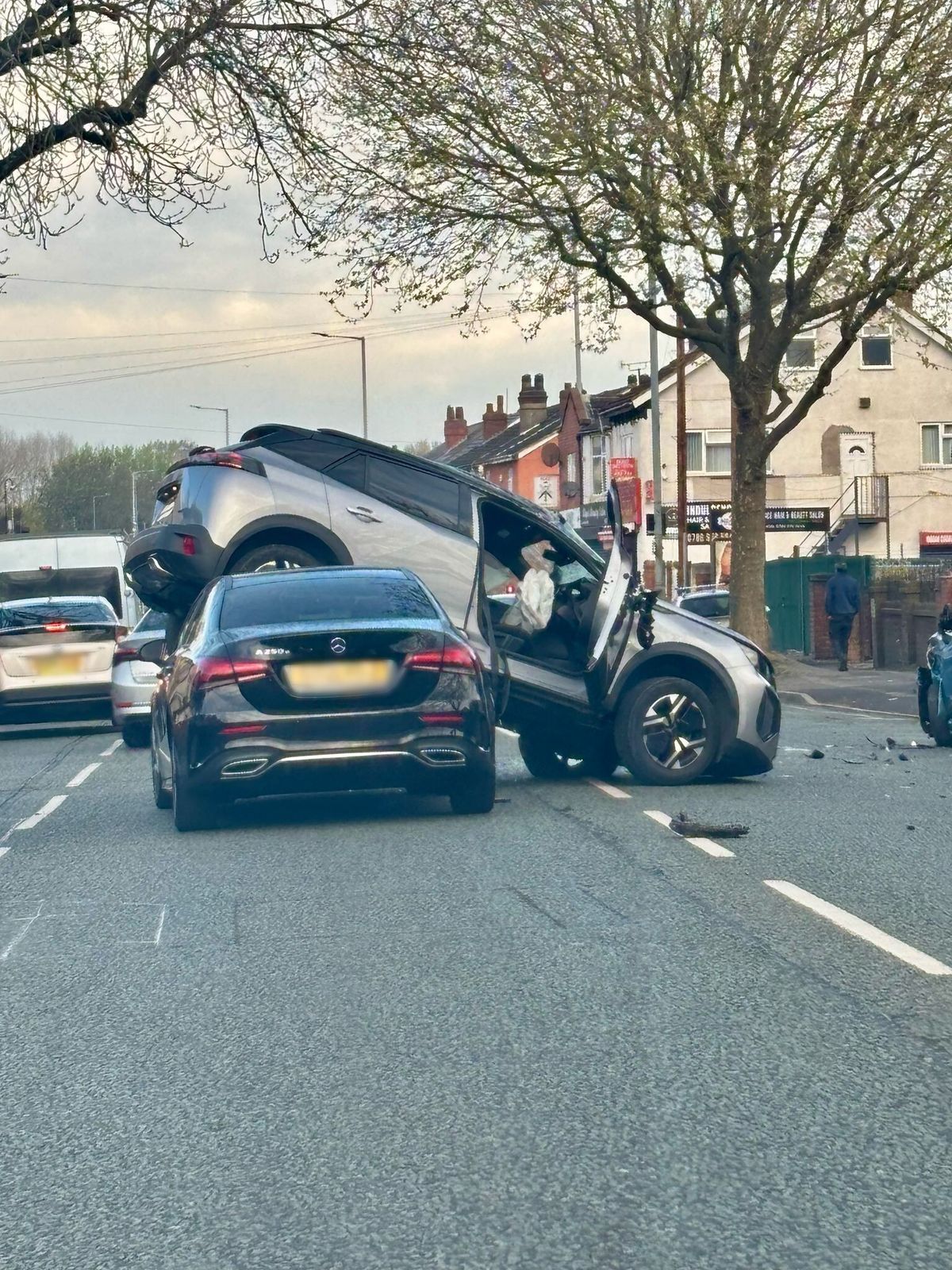 Pictured: Scene of three-car crash on busy Wolverhampton road that ...