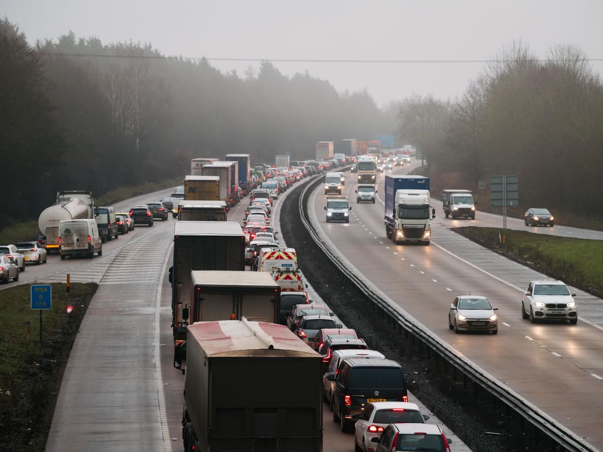 Four miles of tailbacks after car fire closes lane on M54 | Express & Star