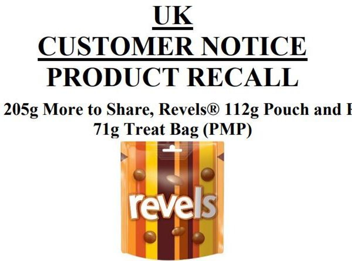 Batches of Revels recalled because 'they may contain small pieces of ...