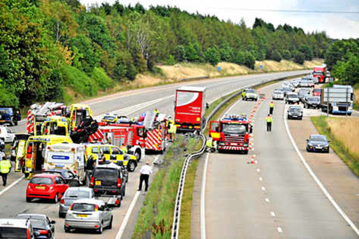 Chaos on M54 as three cars and lorry crash | Express & Star