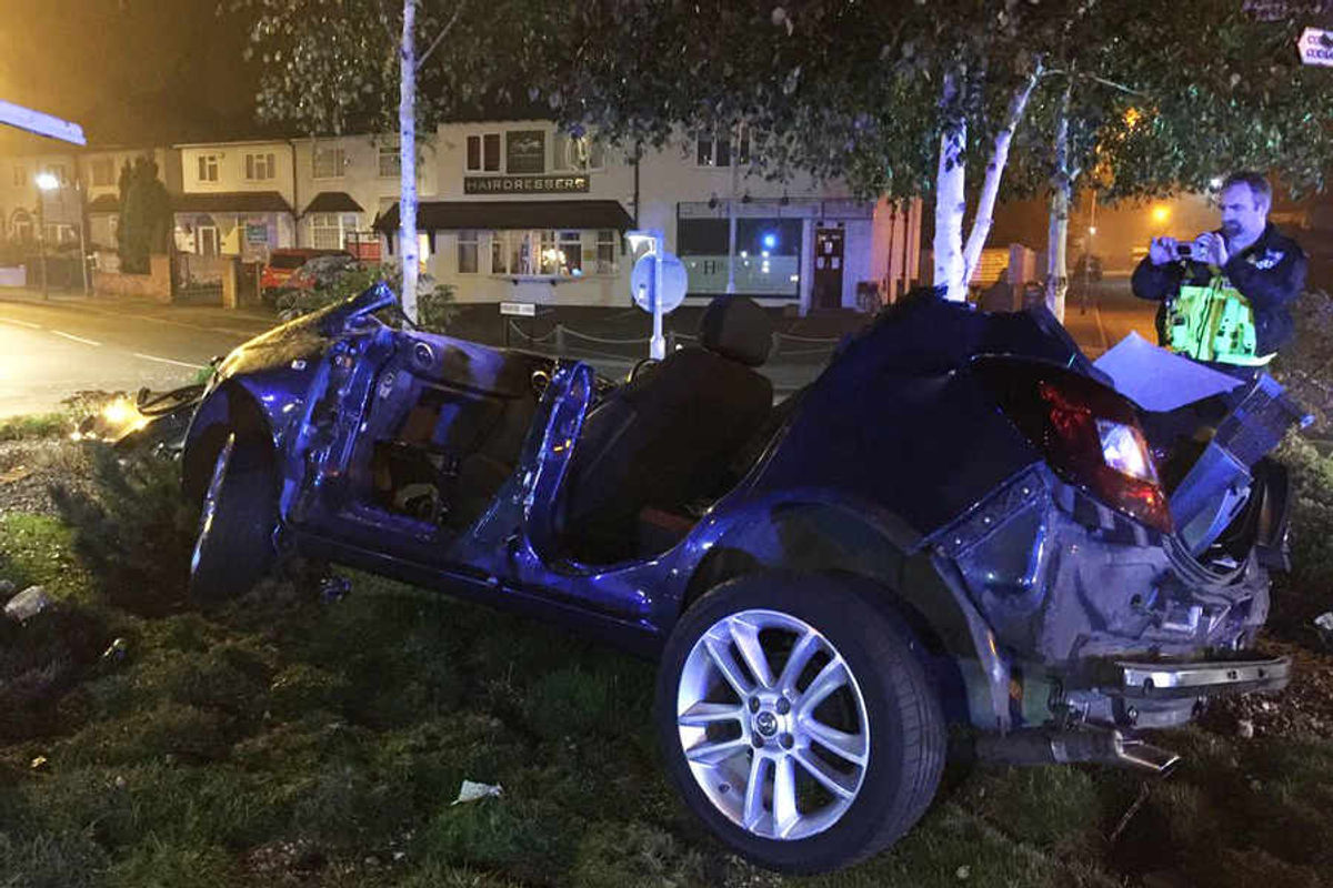 Two rushed to hospital after roundabout crash near Wolverhampton ...