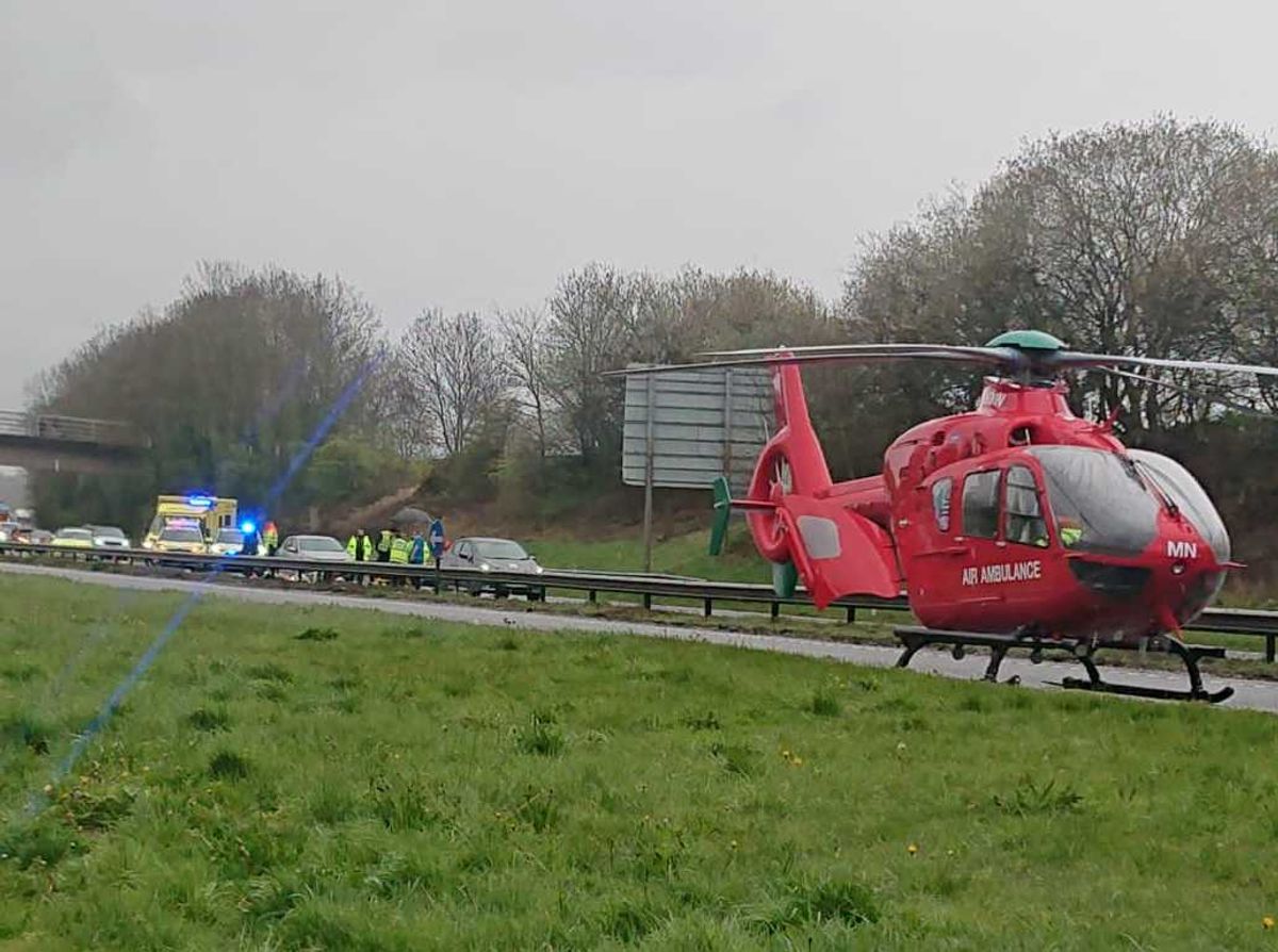 One flown to hospital after crash involving motorcyclist and a car on ...