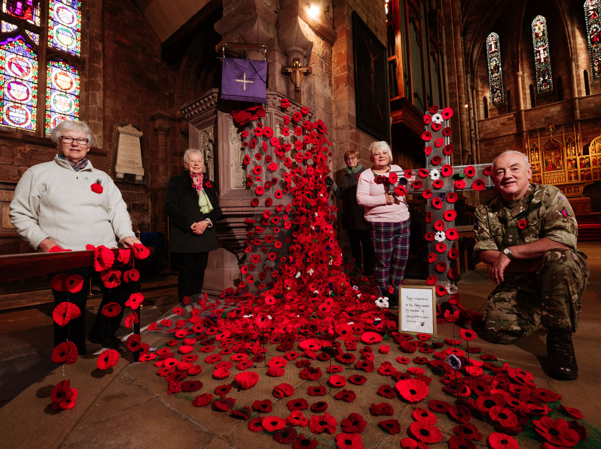 Stunning cascade of poppies at Shrewsbury Abbey in show of remembrance ...