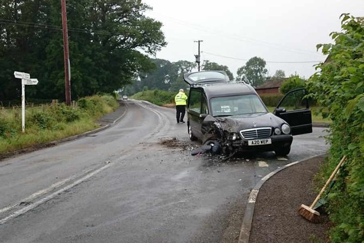 Hearse damaged in crash on Oswestry road | Shropshire Star