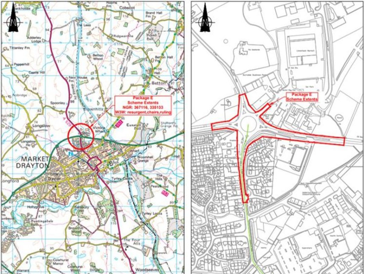 Temporary traffic lights for work at Market Drayton's Gingerbread Man ...