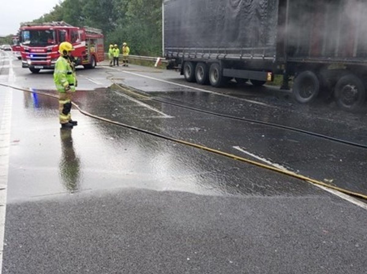 M54 lorry fire: Damaged stretch to remain closed into this evening for ...