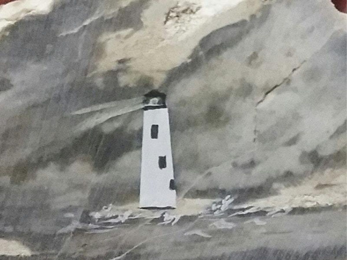 This grey rock provided an artist with a perfect backdrop for her tiny ...