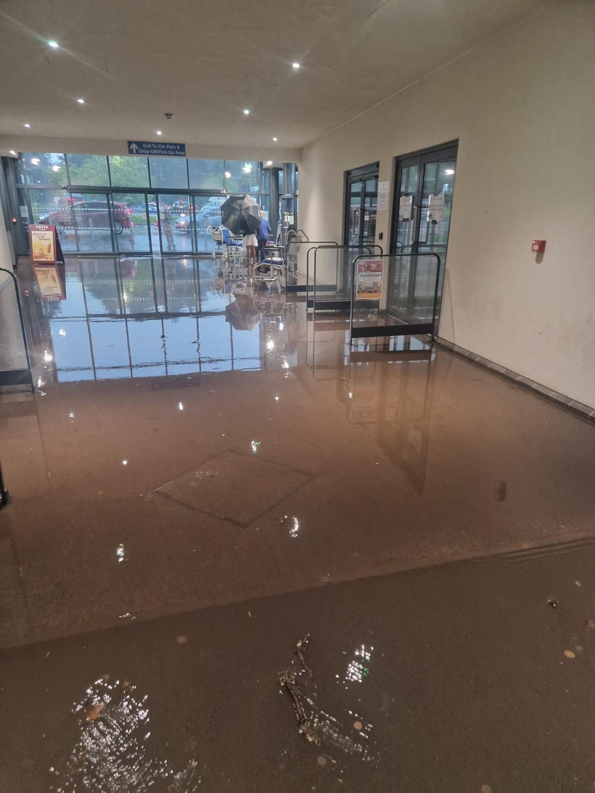 Sudden downpour causes flash flood in Telford hospital's new entrance ...