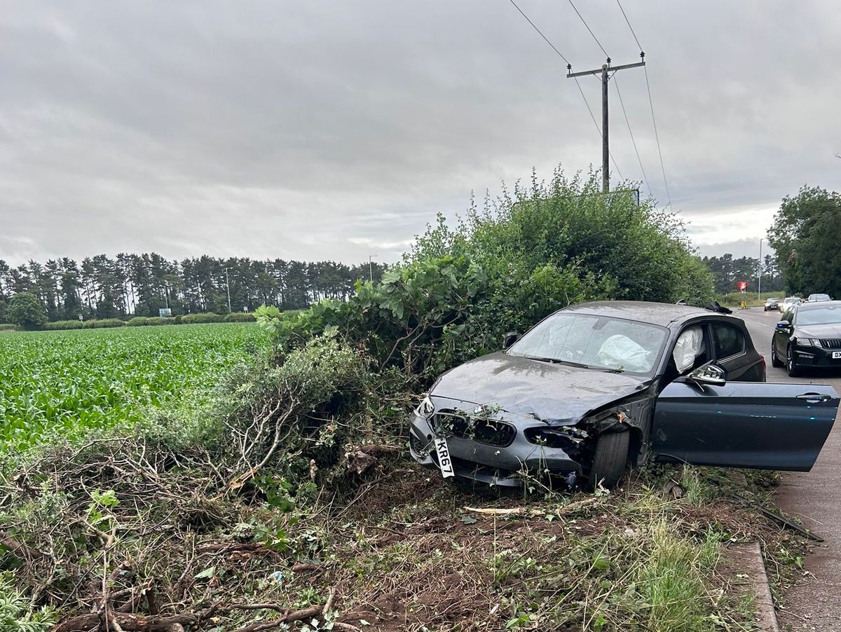 BMW driver 'bins it' into hedge after taking corner too fast in front ...