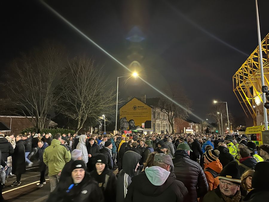 Wolves fans protest during Premier League match against Manchester ...