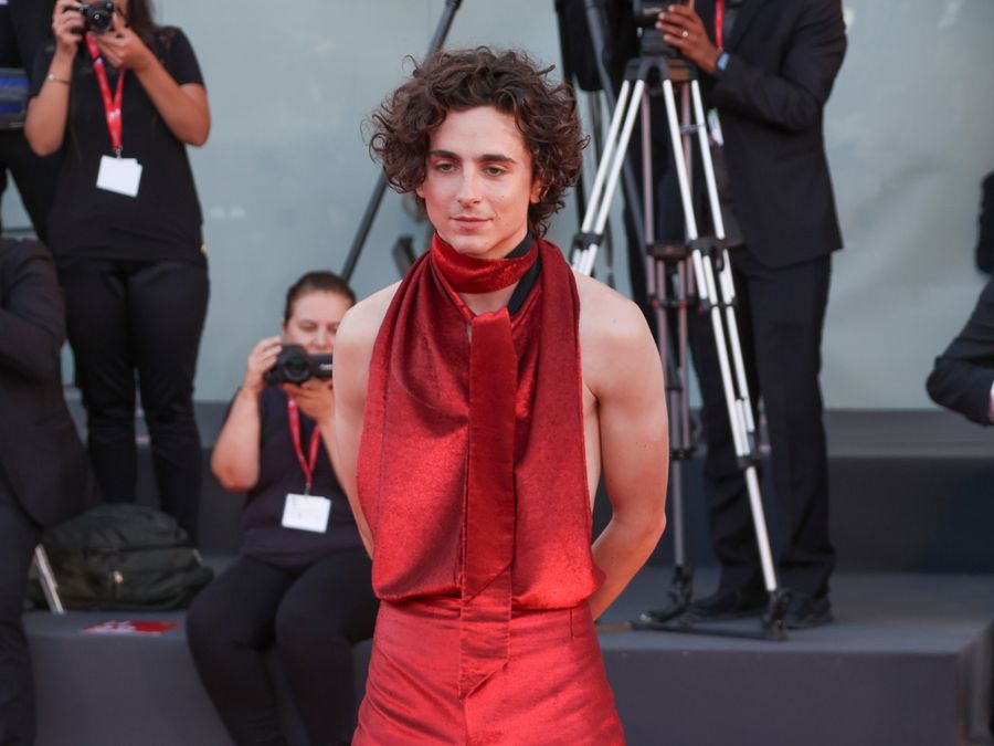Timothee Chalamet dons red, backless jumpsuit for Venice Film Festival ...