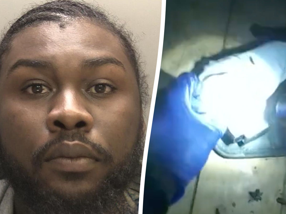 Watch moment police find gun hidden in sock in loft after seeing ...