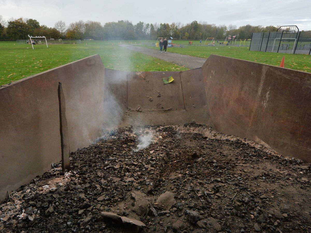 Donnington bonfire clean-up begins after 'fireworks fired into pallets ...