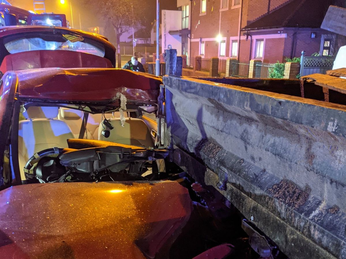Woman injured as car crumpled in Wolverhampton lorry crash | Express & Star