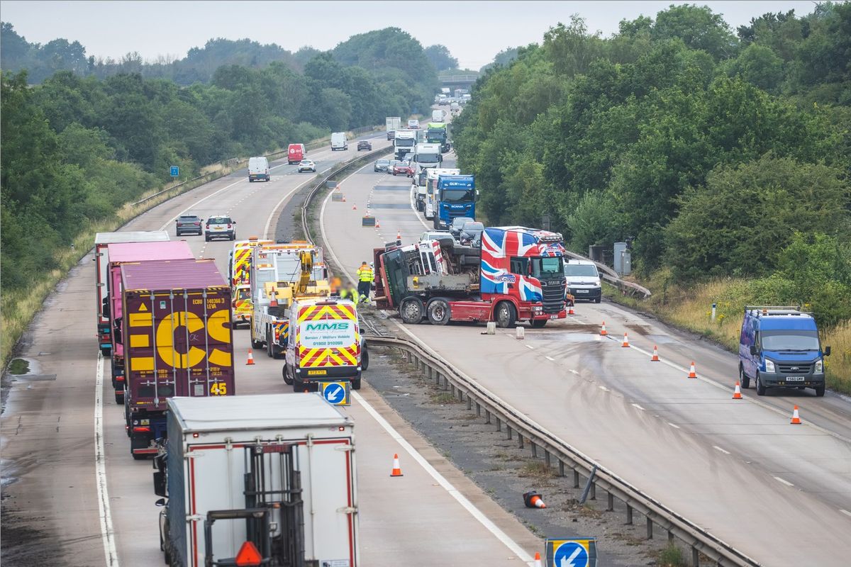 Major stretch of M54 reopens after lorry transporter hits central ...