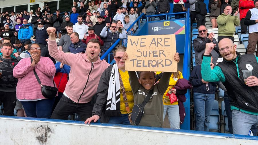 Fans sold out AFC Telford stadium in Wellington as huge screen captured ...