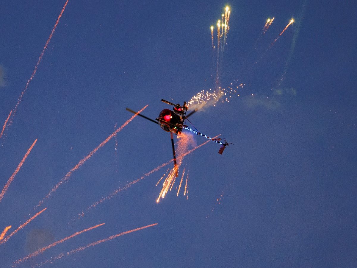 The incredible stunt helicopter behind dramatic fireworks display over ...