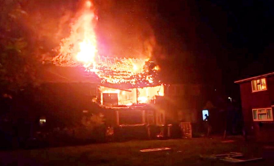 House explosion sounded like 'bomb blast'. Watch as blaze rips through ...