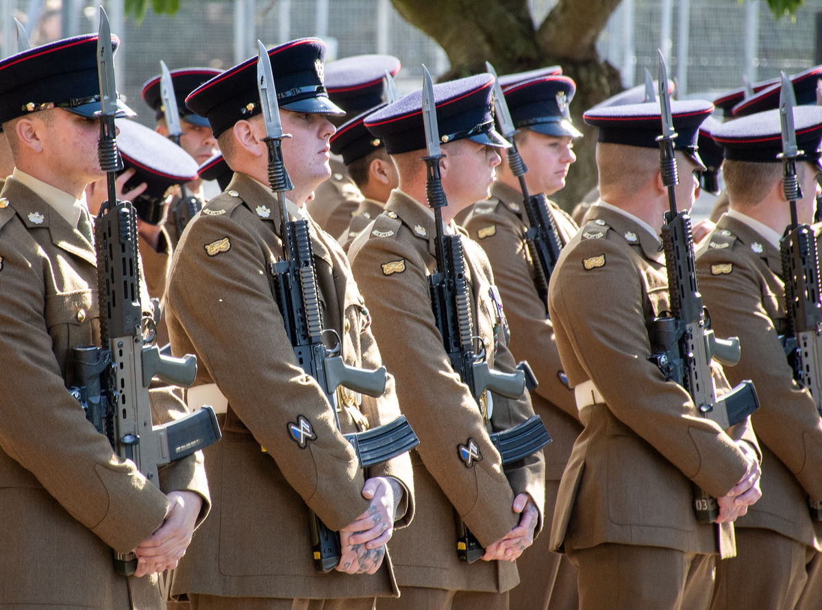 Newly-merged battalion of the Mercian Regiment marches in Staffordshire ...