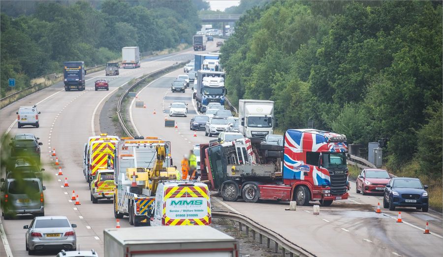 Major stretch of M54 reopens after lorry transporter hits central ...
