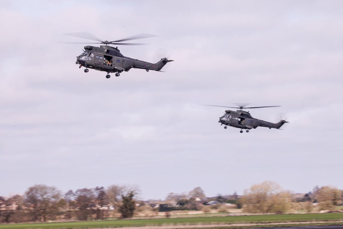 Watch Puma RAF helicopters fly over Cosford airbase on farewell tour ...